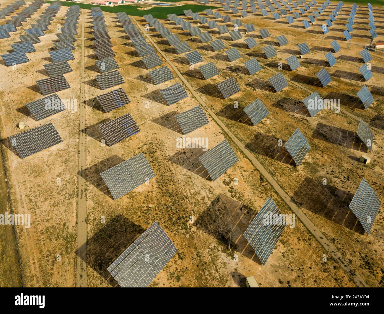 Top view of the electric power polar panel system at desert Stock Photo ...