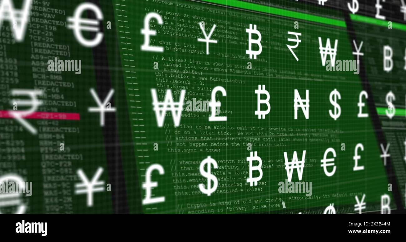 Image of currency symbols and data processing over screen Stock Photo ...