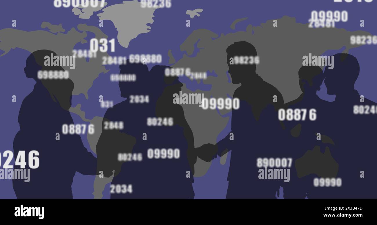 Animation world map over hands hi-res stock photography and images - Alamy