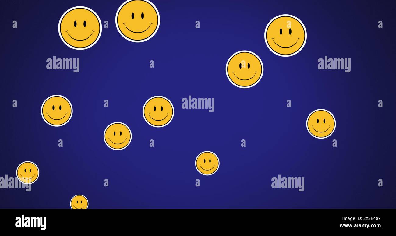 Image of multiple smiley face emojis social media icons floating on ...