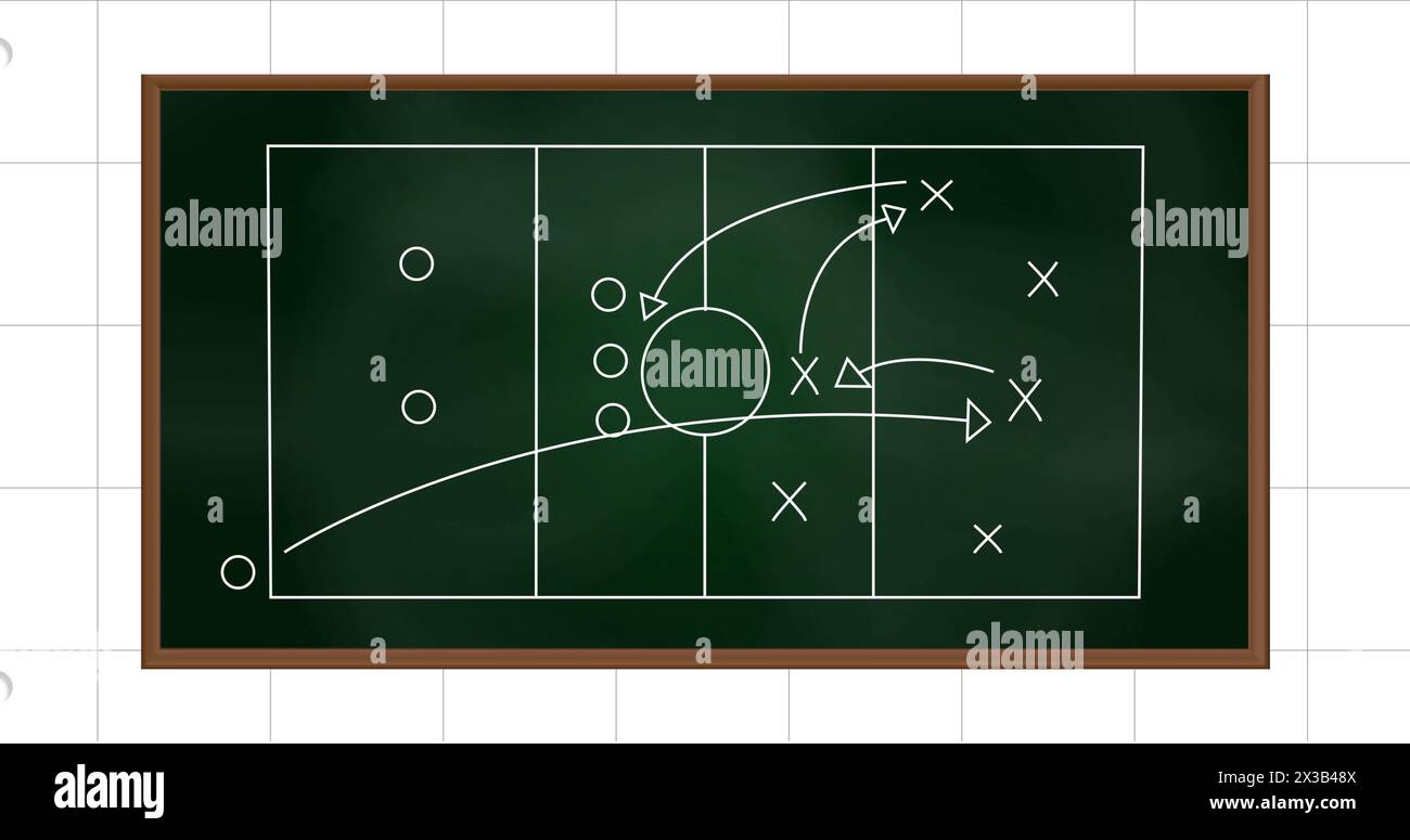 Image of sports game strategy on white squared paper background Stock ...