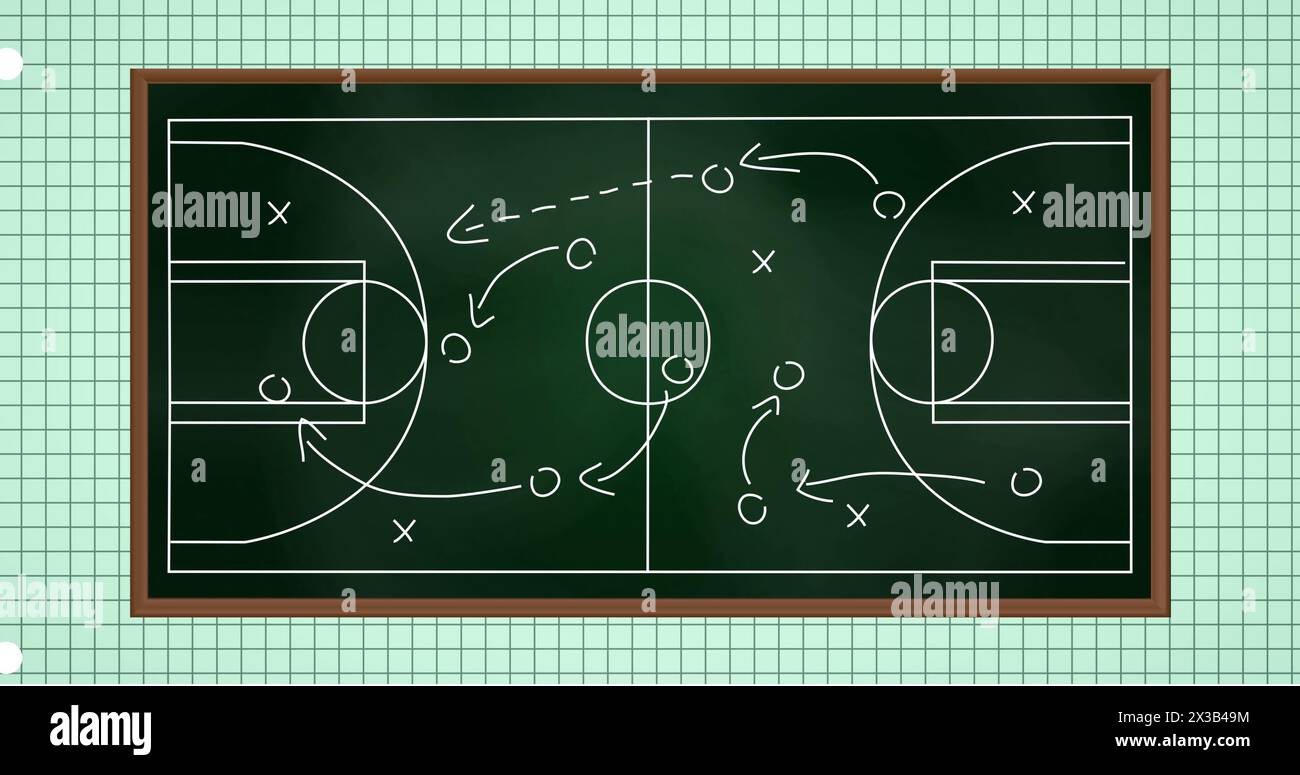 Image of sports game strategy on green squared paper background Stock ...