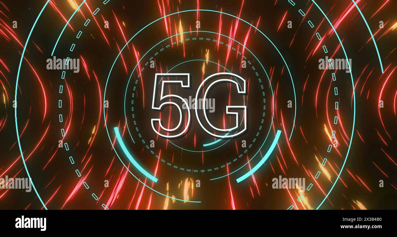 Image of digital interface with 5G network of connections and scope in ...
