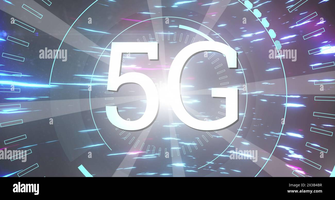 Image of digital interface with 5G network of connections and scope in ...