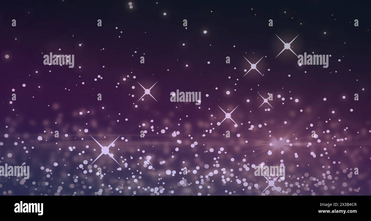 Image of pink and white sparkles of light floating upwards on a black ...