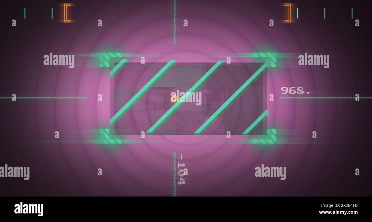 Image of lines in viewfinder with changing numbers over circles in ...