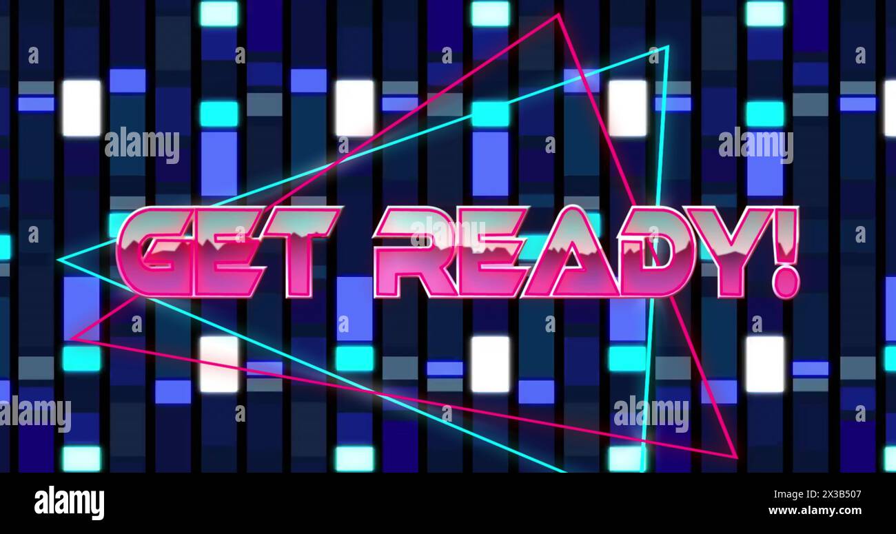 Image of get ready text and triangles over blue background Stock Photo ...