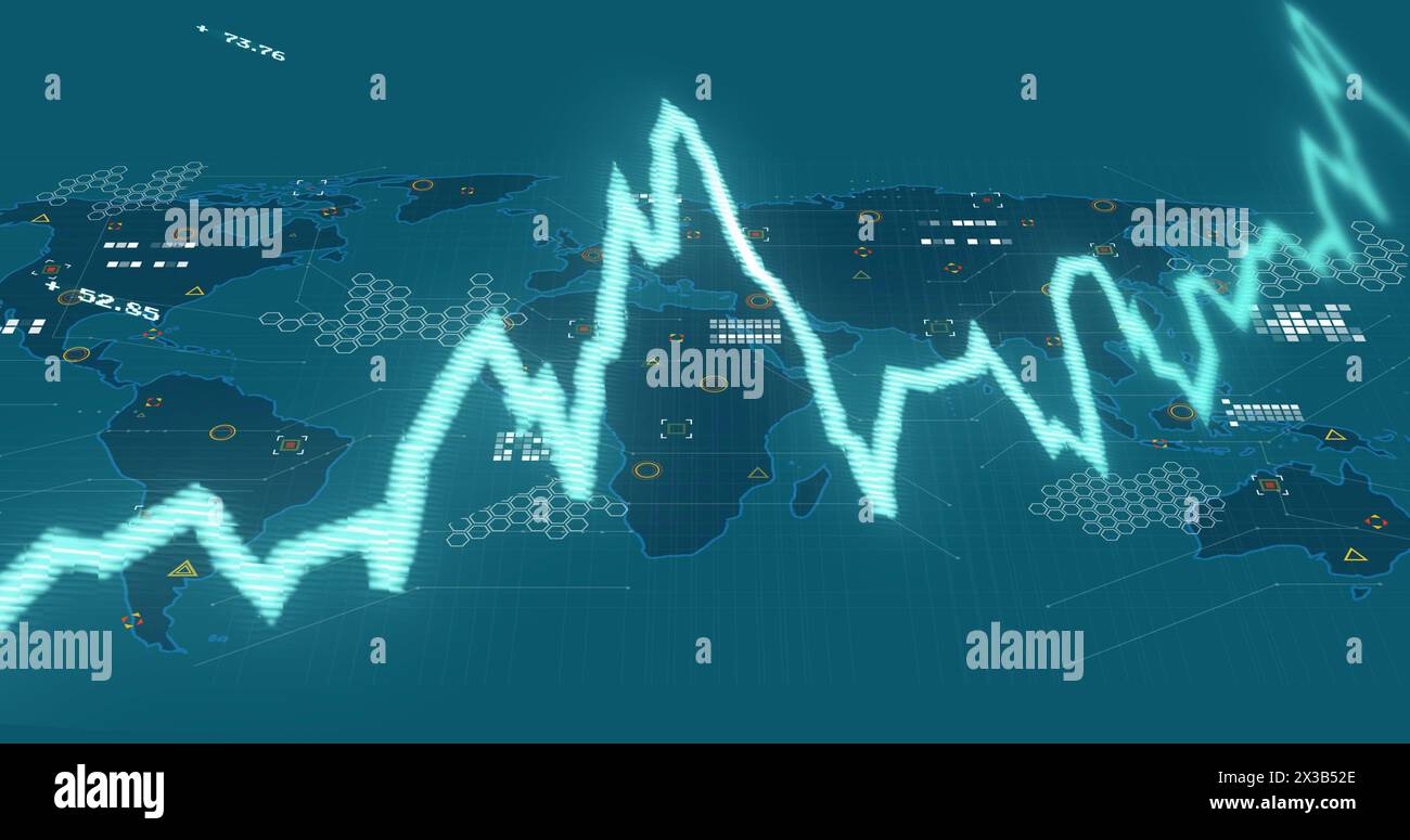 Image Of Blue Graph With Upward Arrows And Data Processing Over Blue