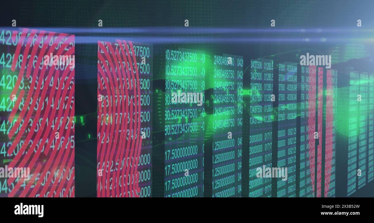 Image of scope scanning and digital interface data processing over biometric fingerprint Stock ...