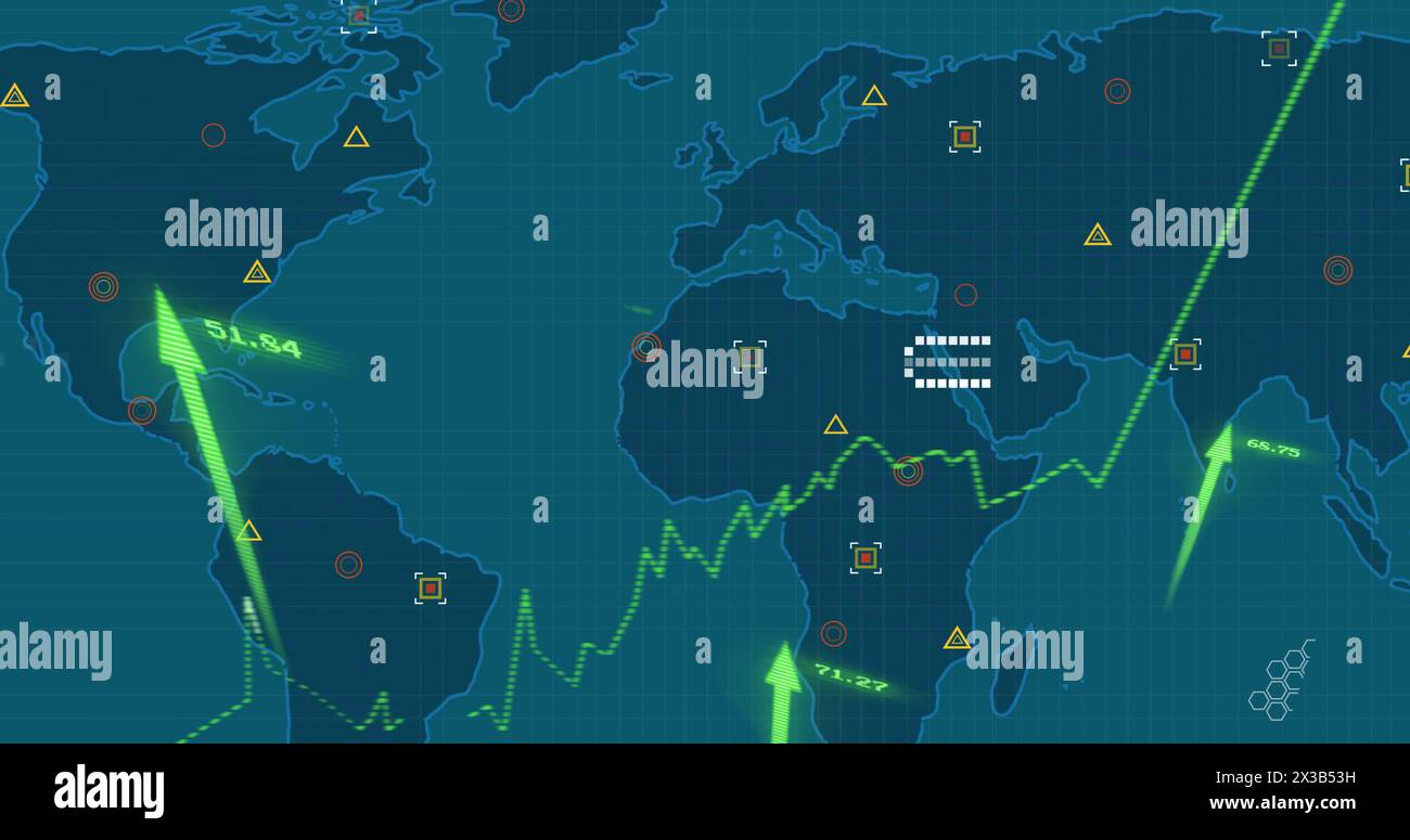 Animation world map over arrows hi-res stock photography and images - Alamy