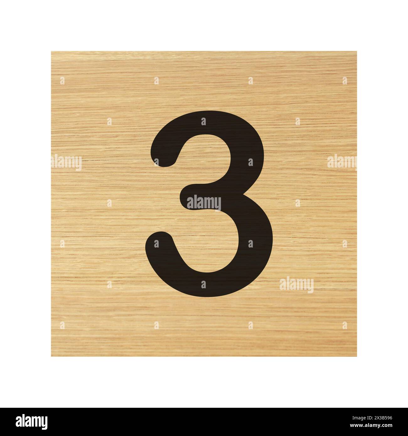 Three 3 wood block with clipping path Stock Photo - Alamy