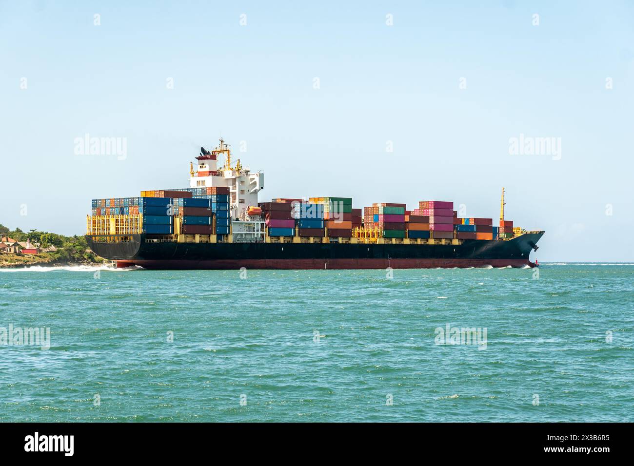 cargo vessel ship carrying container and running for import export ...