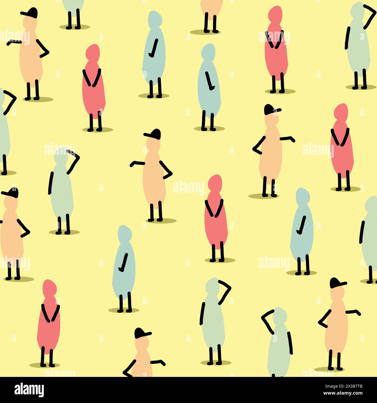 Abstract People Walking Pattern - Colorful and Minimalist Illustration ...