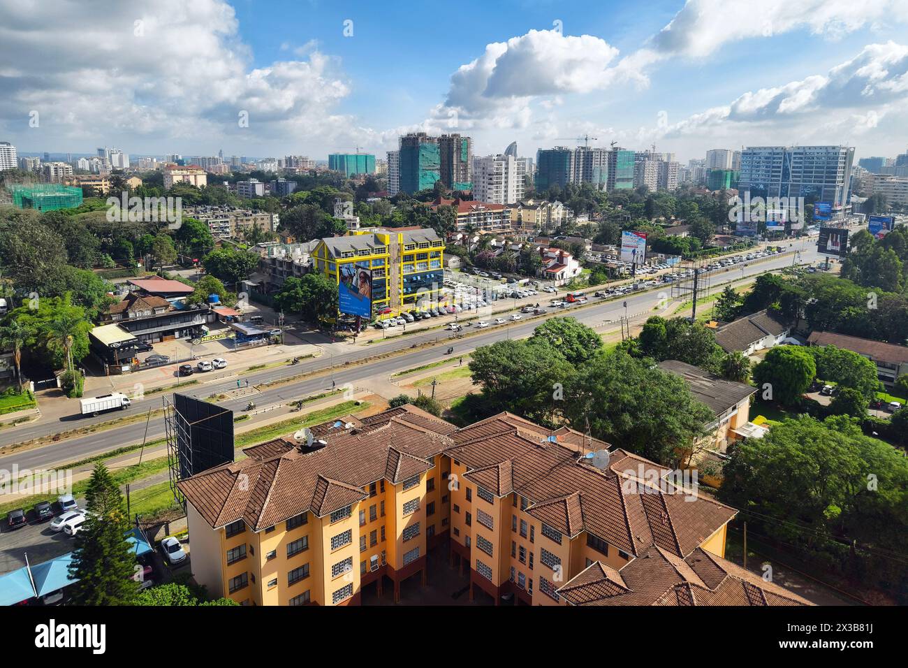 NAIROBI, KENYA February 17, 2024: Panoramic top view on central ...