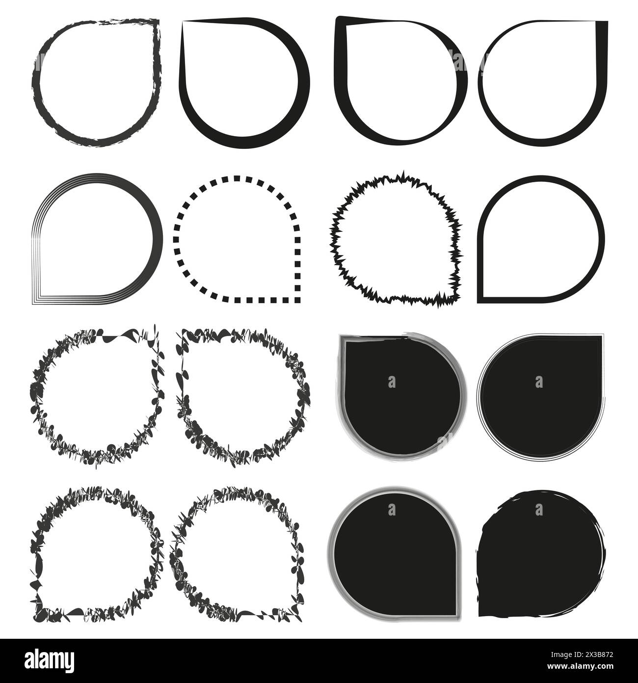 Assorted Black Frames Set Variety Of Shapes And Textures For Photo Borders Or Design Elements