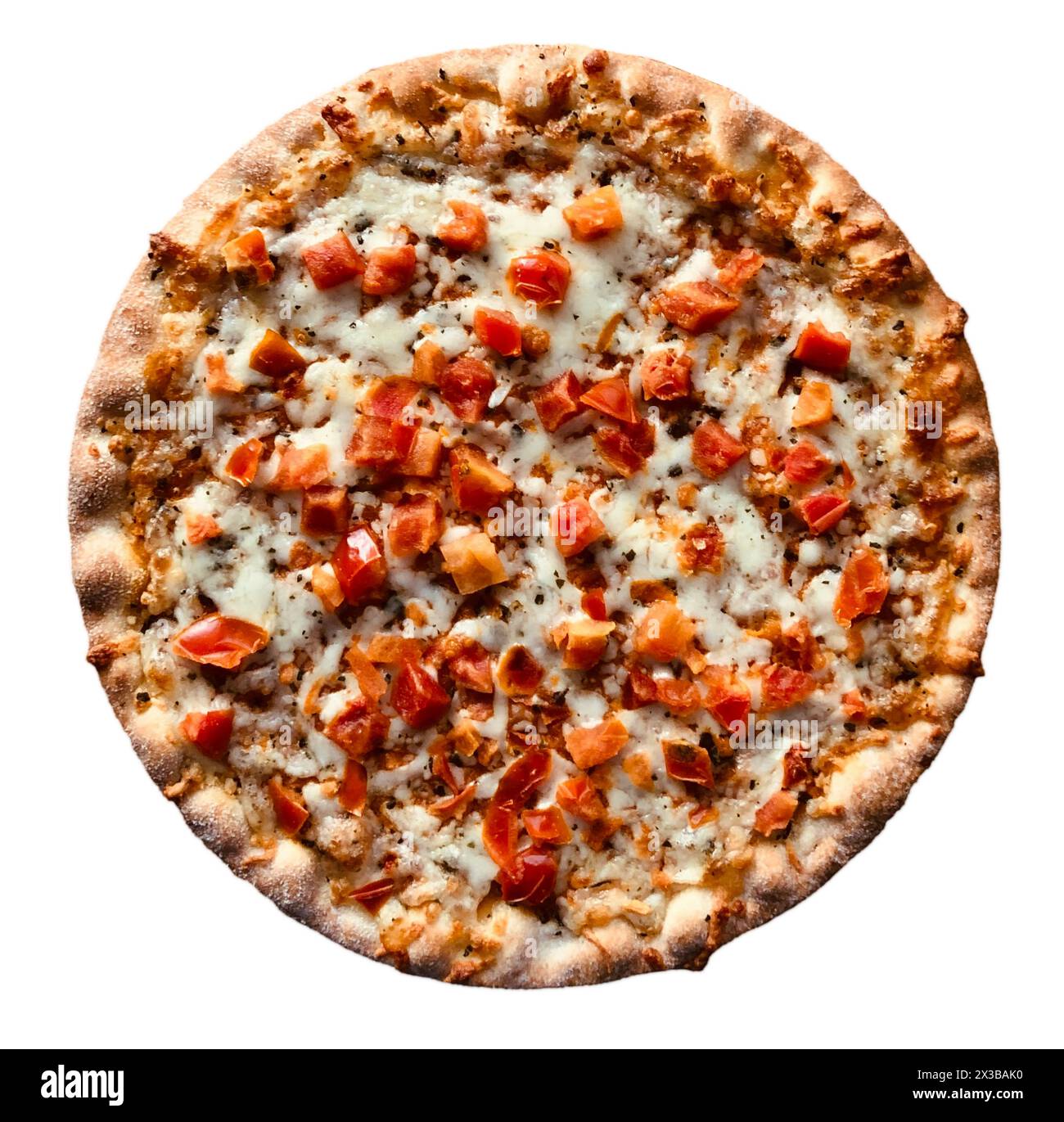 Top view of margherita pizza on a white background . Pizza with ...