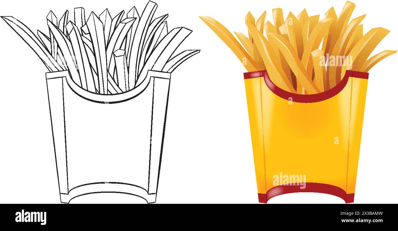 Vector illustration of fries in two styles Stock Vector Image & Art - Alamy