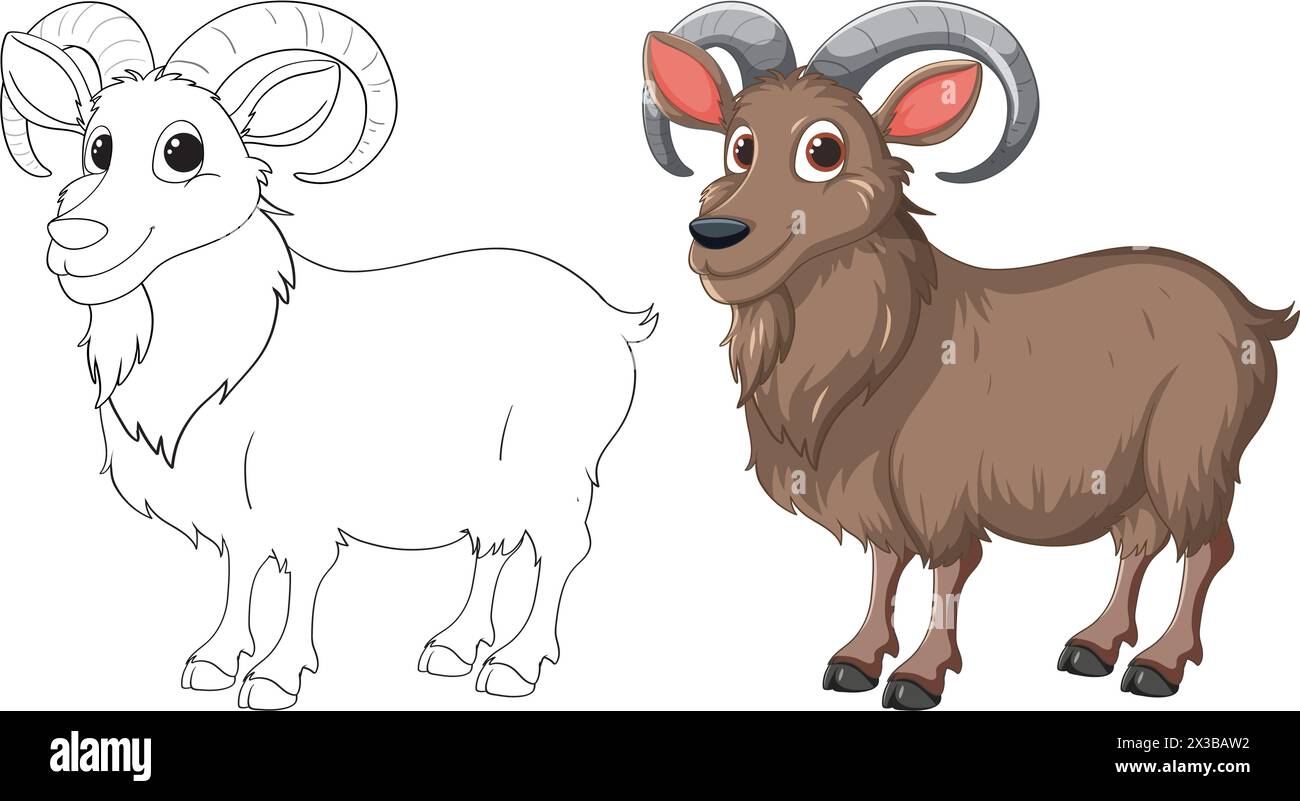 Vector illustration of a ram, outlined and colored Stock Vector Image ...