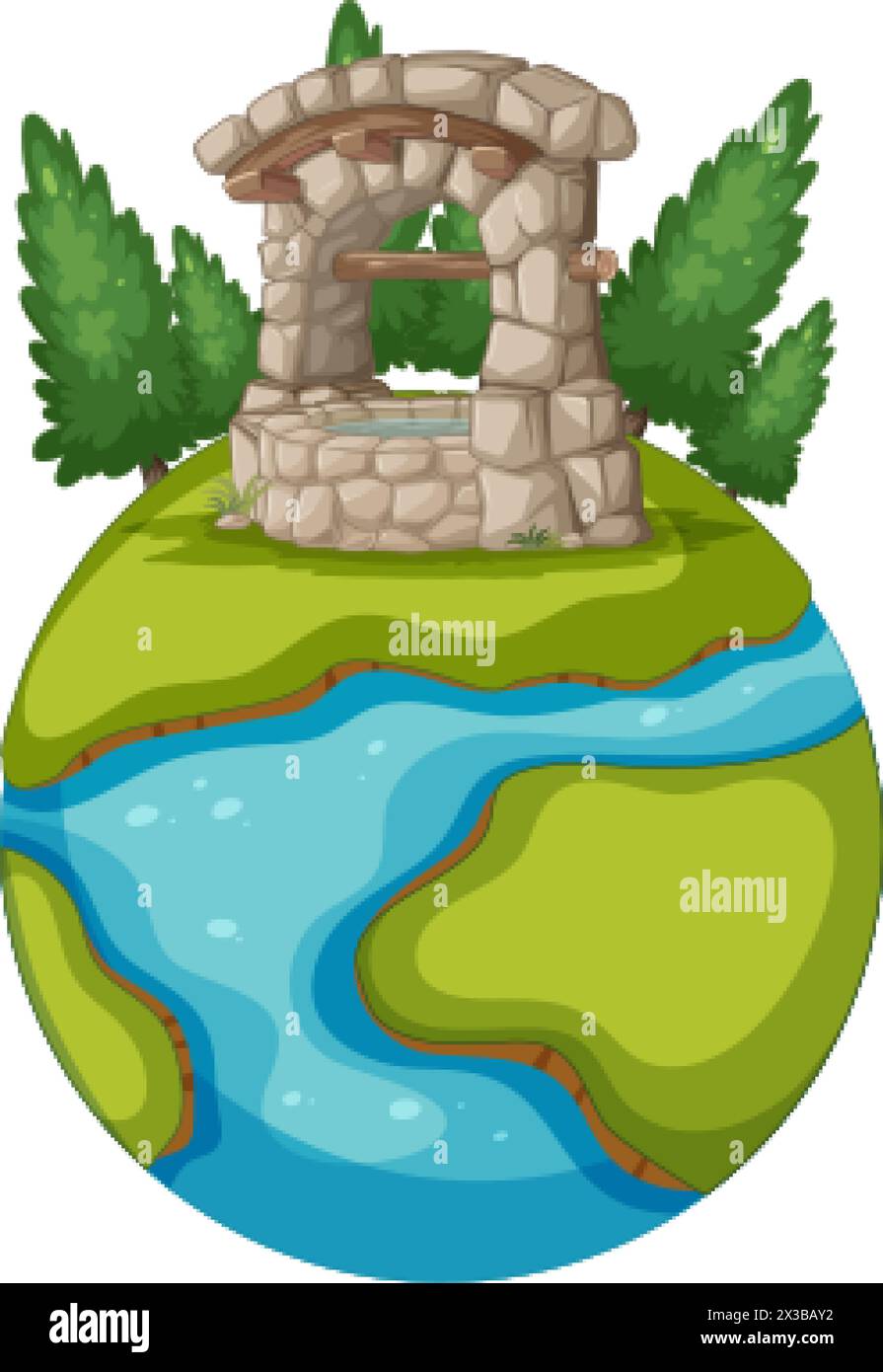 Cartoon stone well hi-res stock photography and images - Alamy
