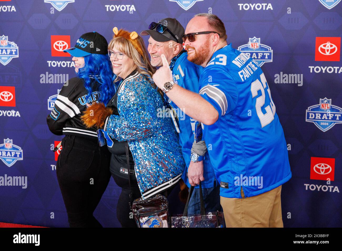 Detroit, United States. 25th Apr, 2024. NFC North fans walk the 2024 ...