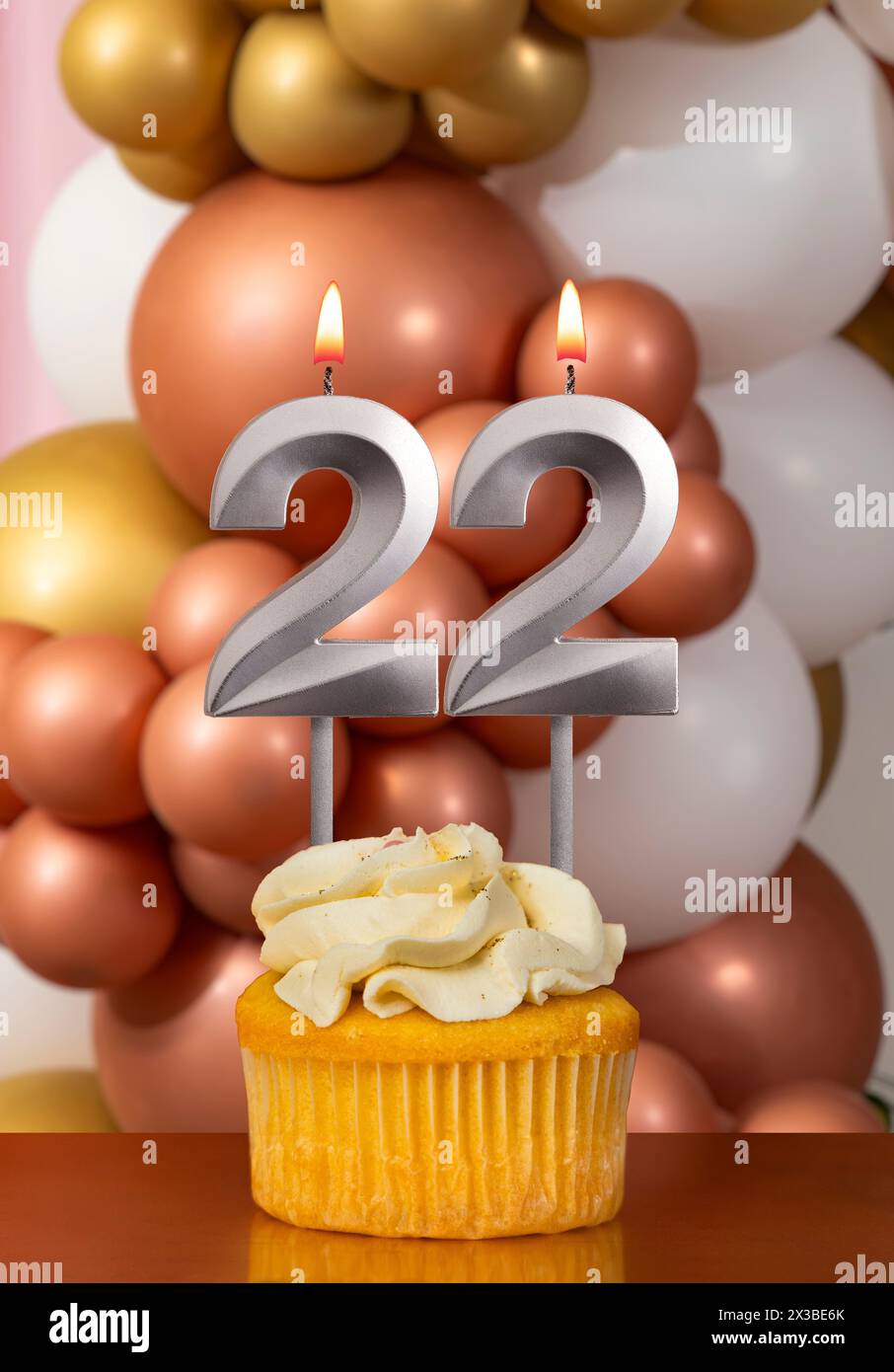 Birthday candle number 22 - Celebration balloons background Stock Photo ...