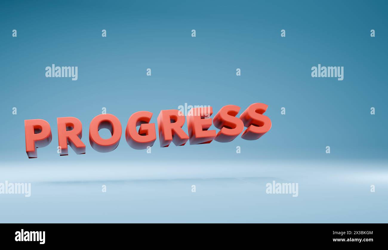 3D Illustration of progress title blue background Stock Photo - Alamy
