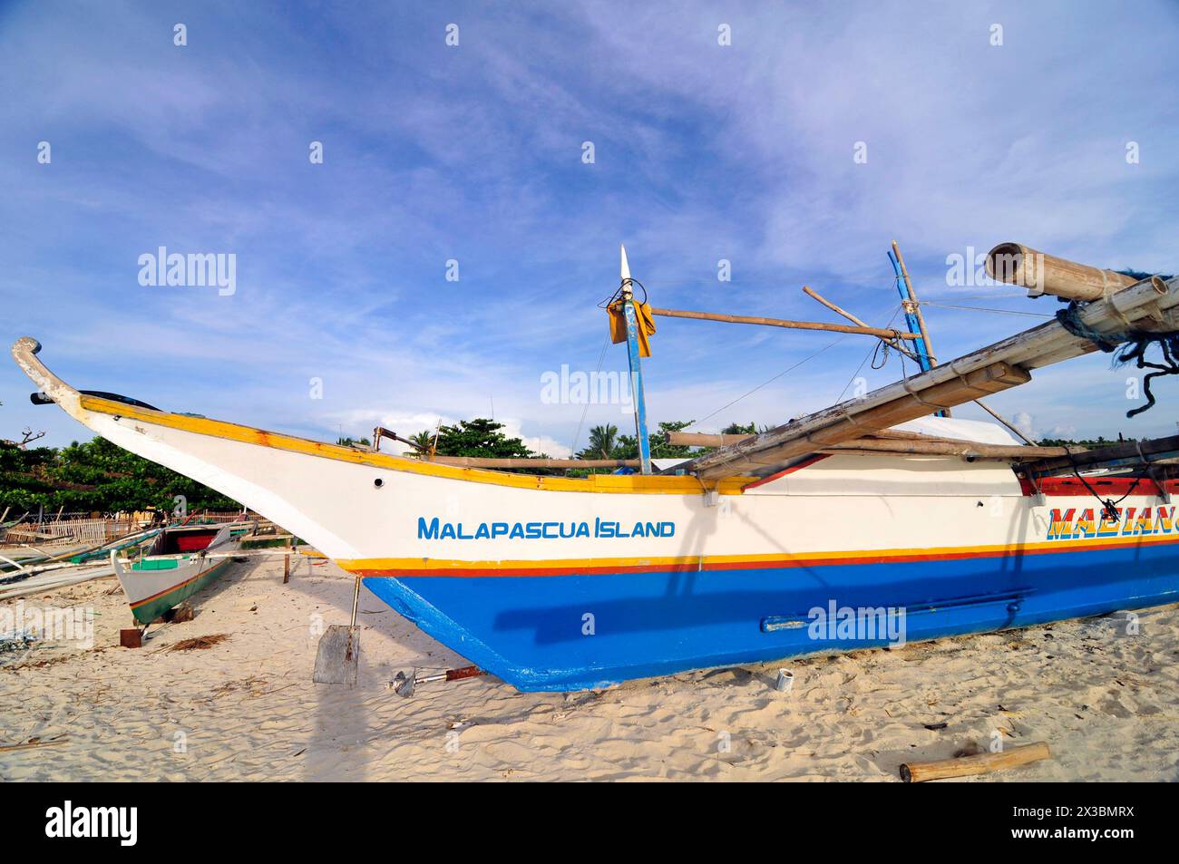 Malapascua Island Banca boat on the beach in Malapascua, The ...