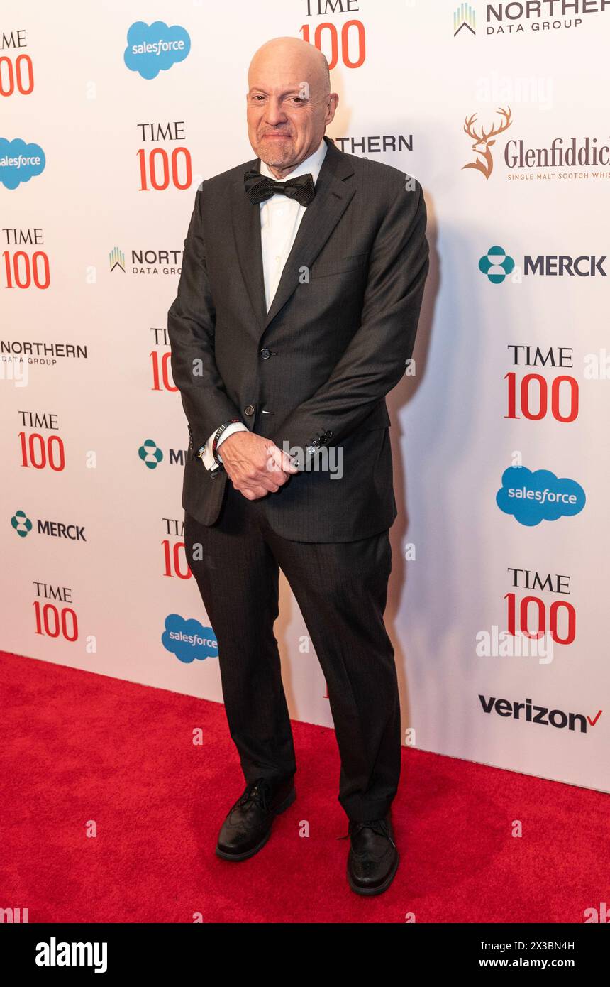 New York, USA. 25th Apr, 2024. Jim Cramer attends Time100 gala at Jaz ...