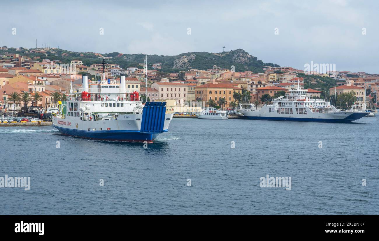 Car ferries at the island of La Maddalena, Maddalena town, La Maddalena ...