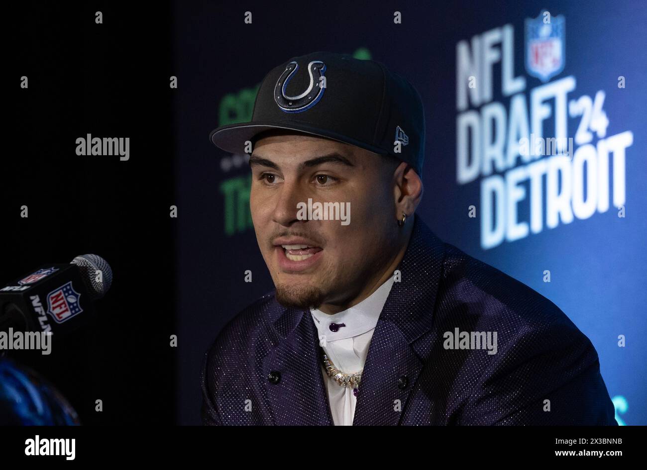 Detroit, United States. 25th Apr, 2024. Laiatu Late drafted #15 overall ...