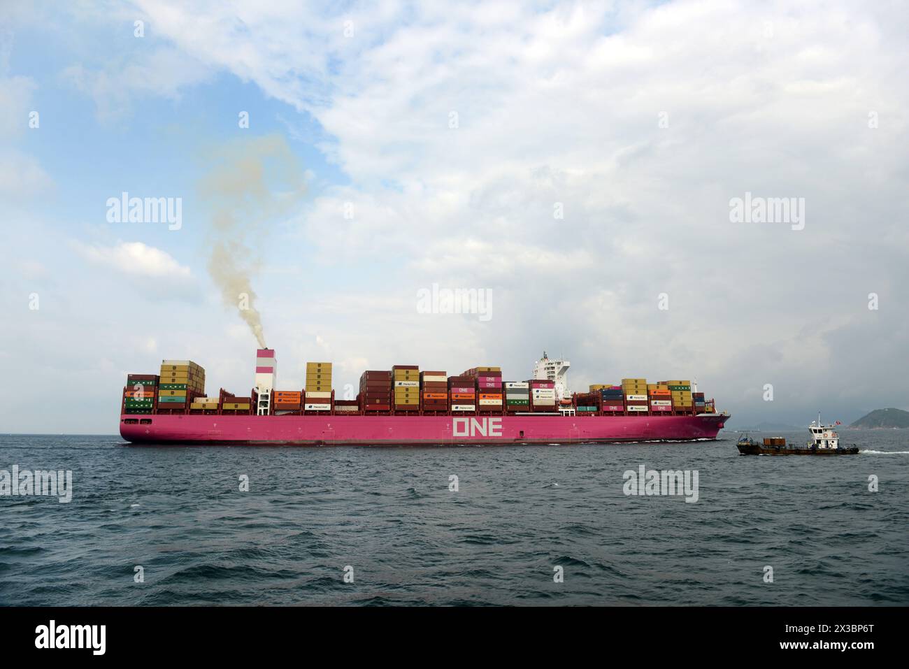 The One Amazon container ship heading to the port of Hong Kong Stock ...