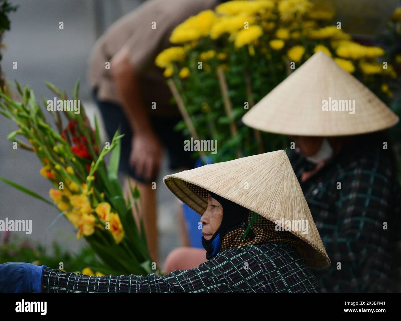 Flower vendors at the central market in Hoi An, Vietnam Stock Photo - Alamy