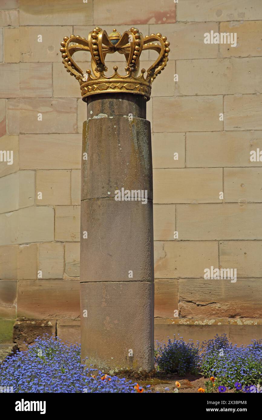 Golden royal crown with stele as a memorial to the Prussian era after ...