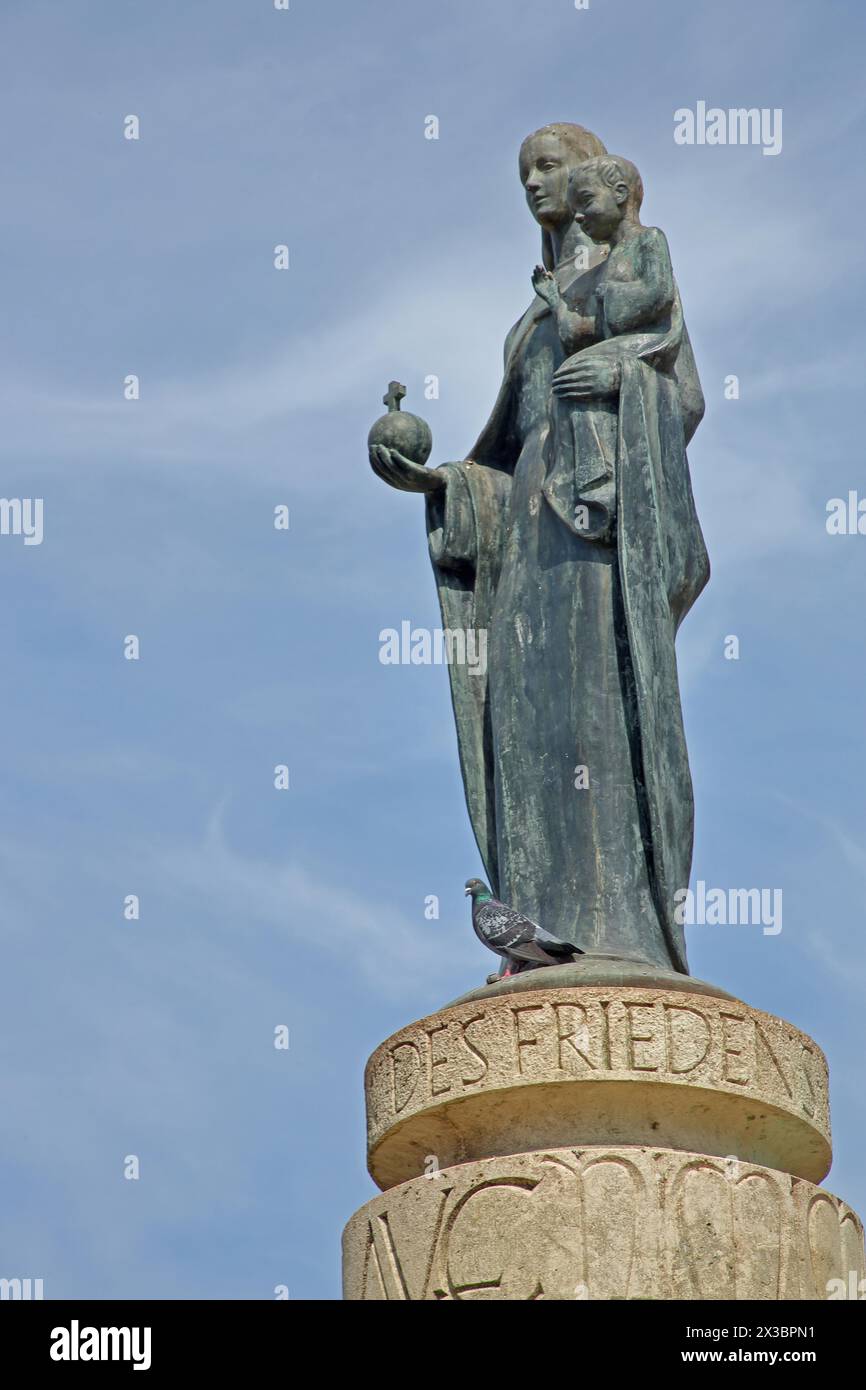 Marienbrunnen with Madonna figure with baby Jesus and orb built in 1954 ...