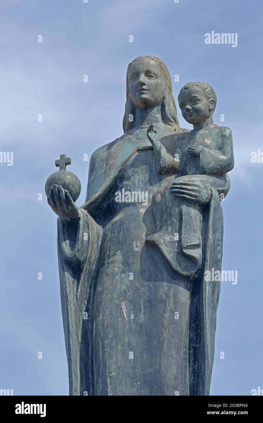 Marienbrunnen with Madonna figure with baby Jesus and orb built in 1954 ...