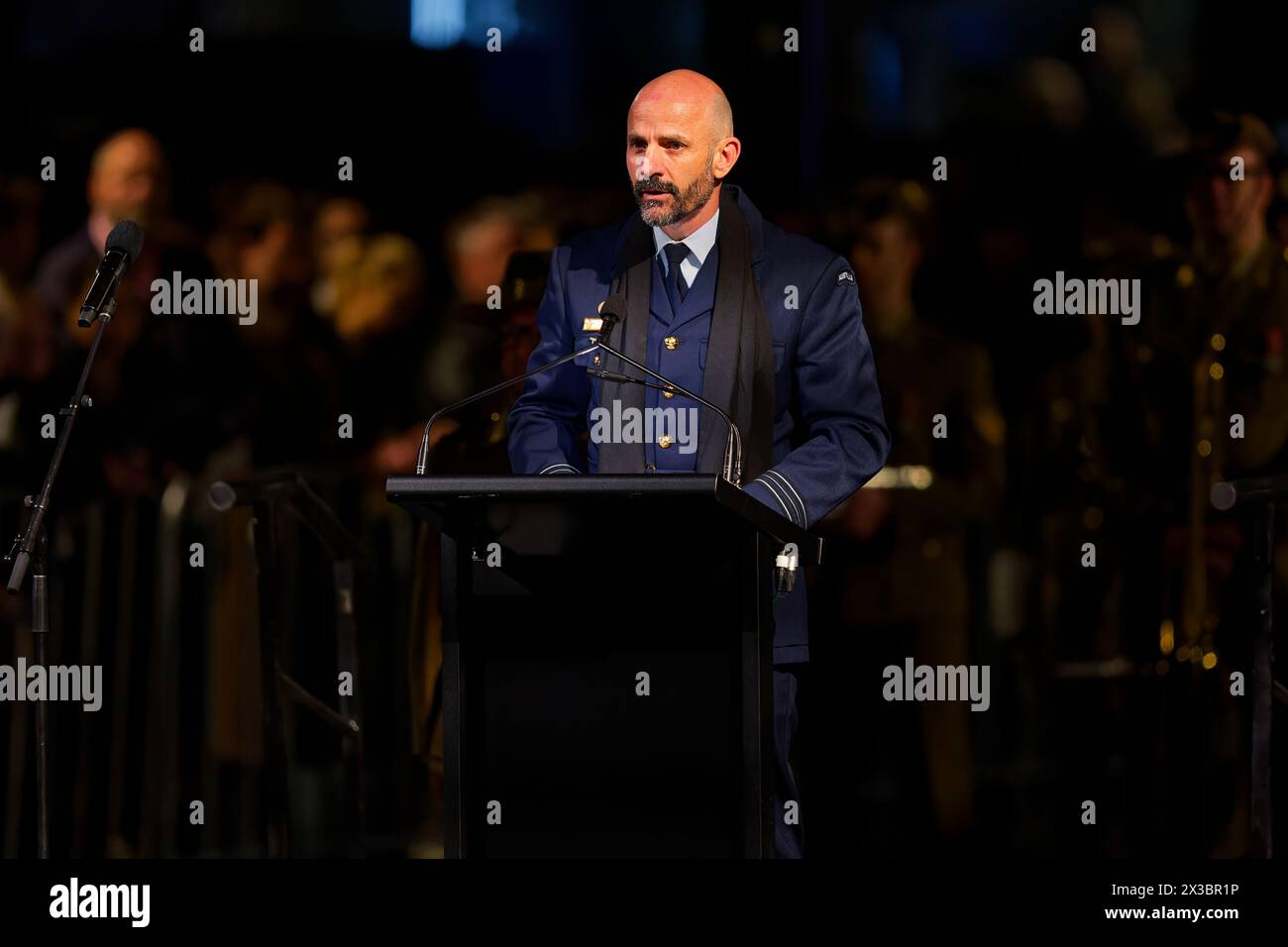 Sydney, Australia. 25th Apr, 2024. Chaplain Daniel Big speaks during ...