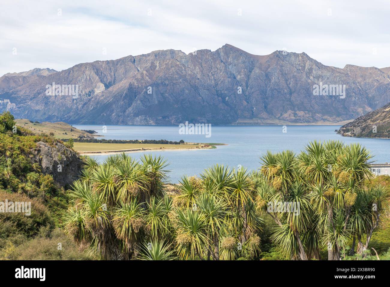 Lake Hawea with mountain backdrop Stock Photo - Alamy