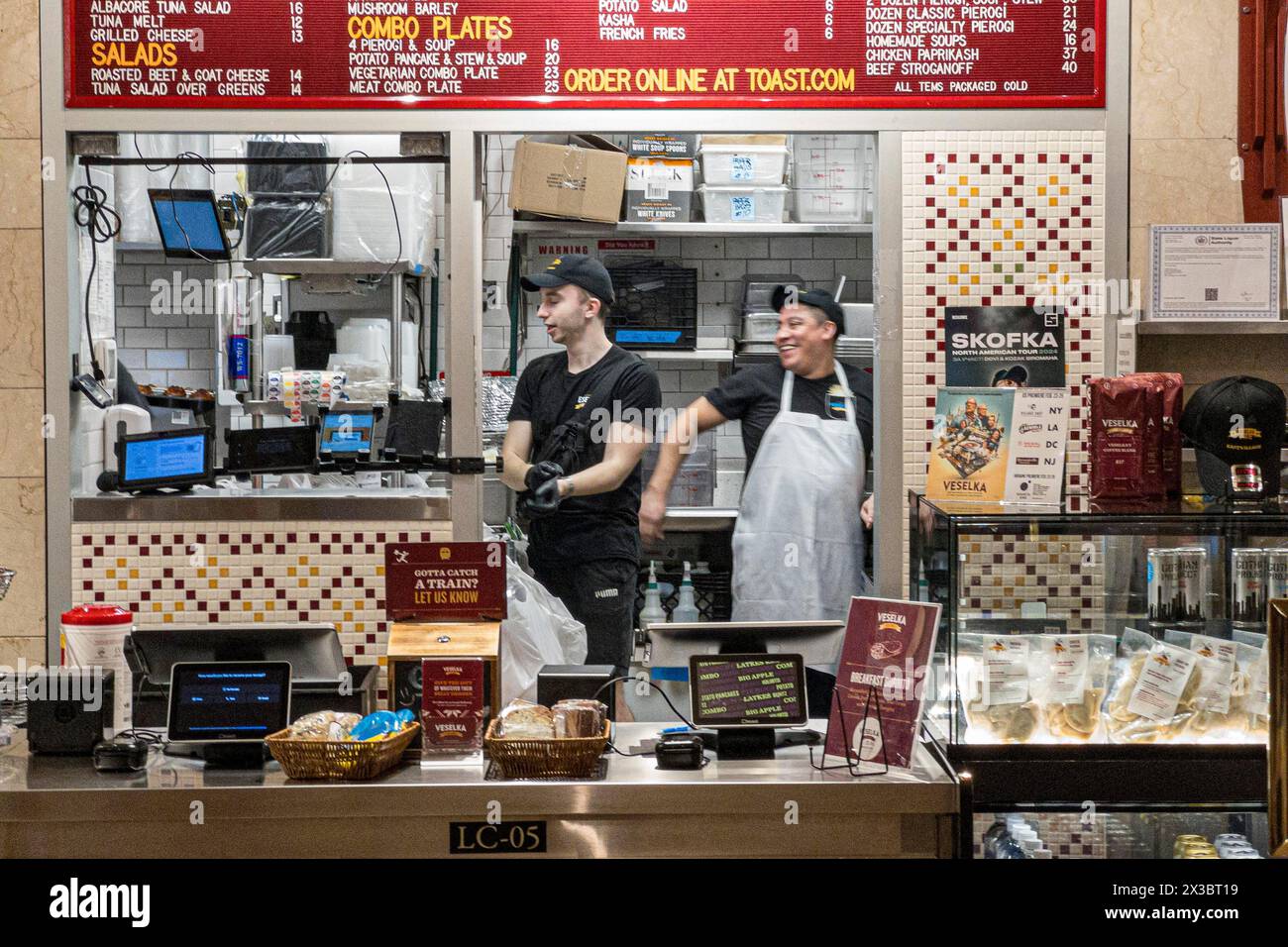 Burrito stand in the Grand Cendtral Market, the food hall of New York's ...
