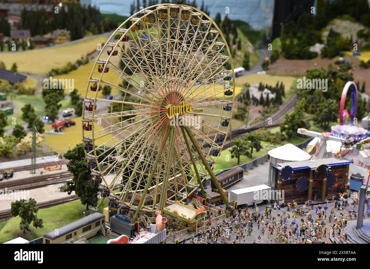 Amusement park, funfair, Ferris wheel at Miniatur Wunderland in Hamburg ...