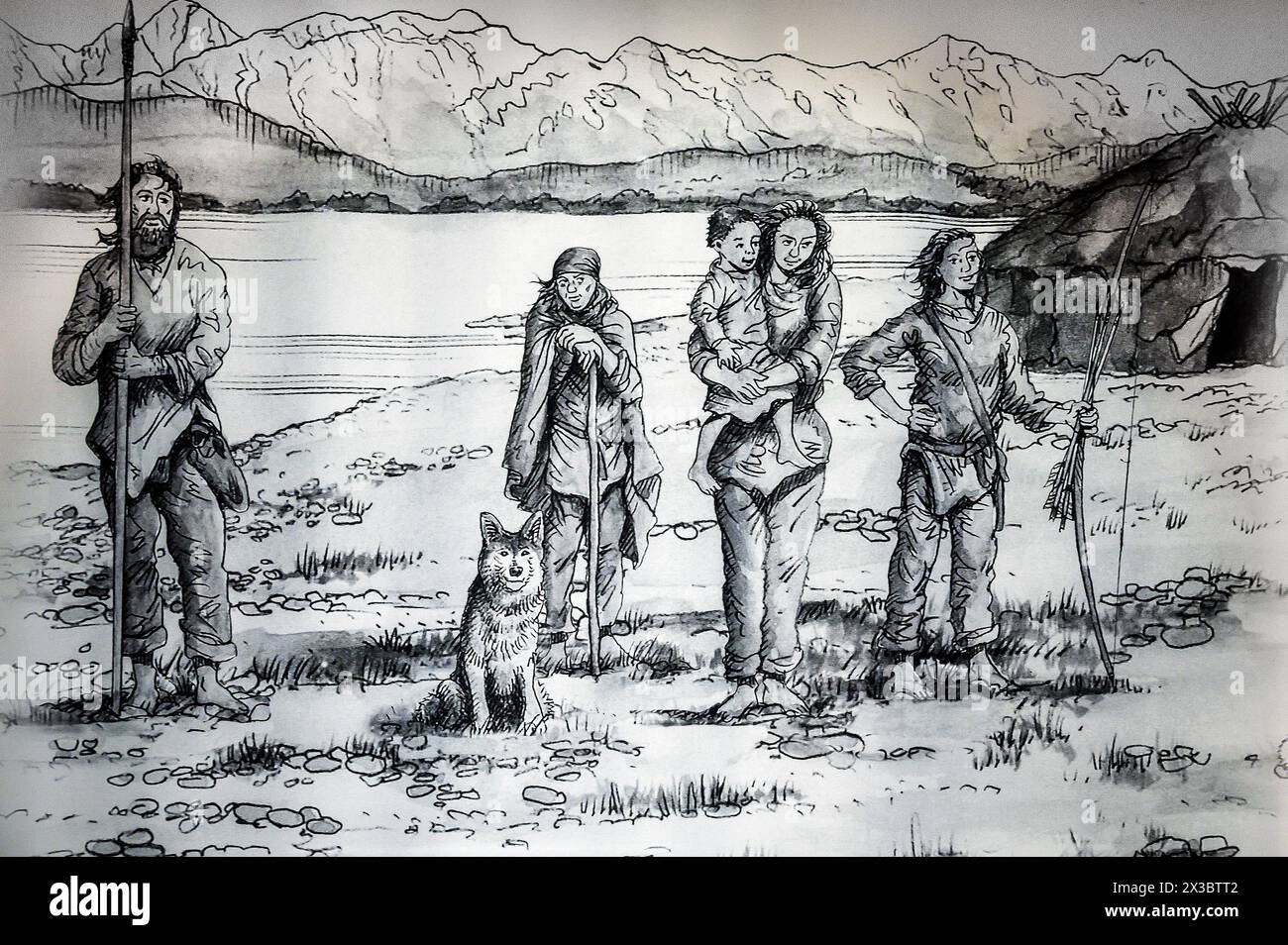 Picture of an Ice Age family, exhibition Ice Age Safari Allgaeu in the ...