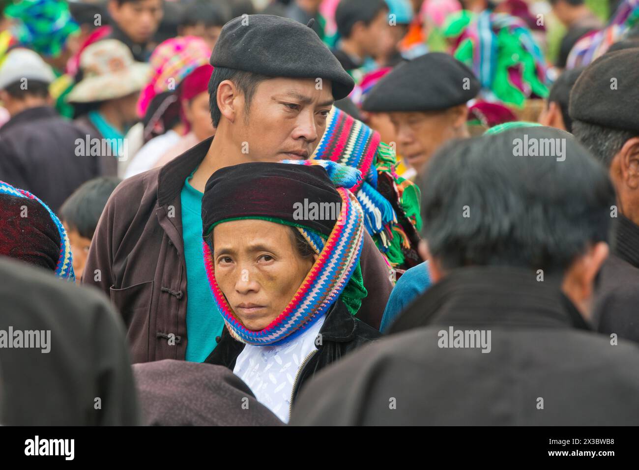 Woman of the indigenous hill tribe of the Black Hmong in traditional ...