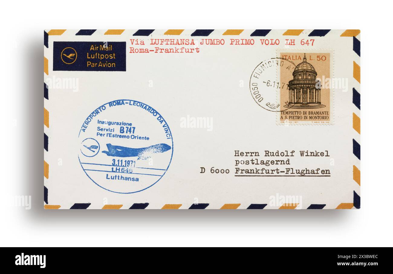 First flight letter, first flight cover, Lufthansa first flight LH647 ...