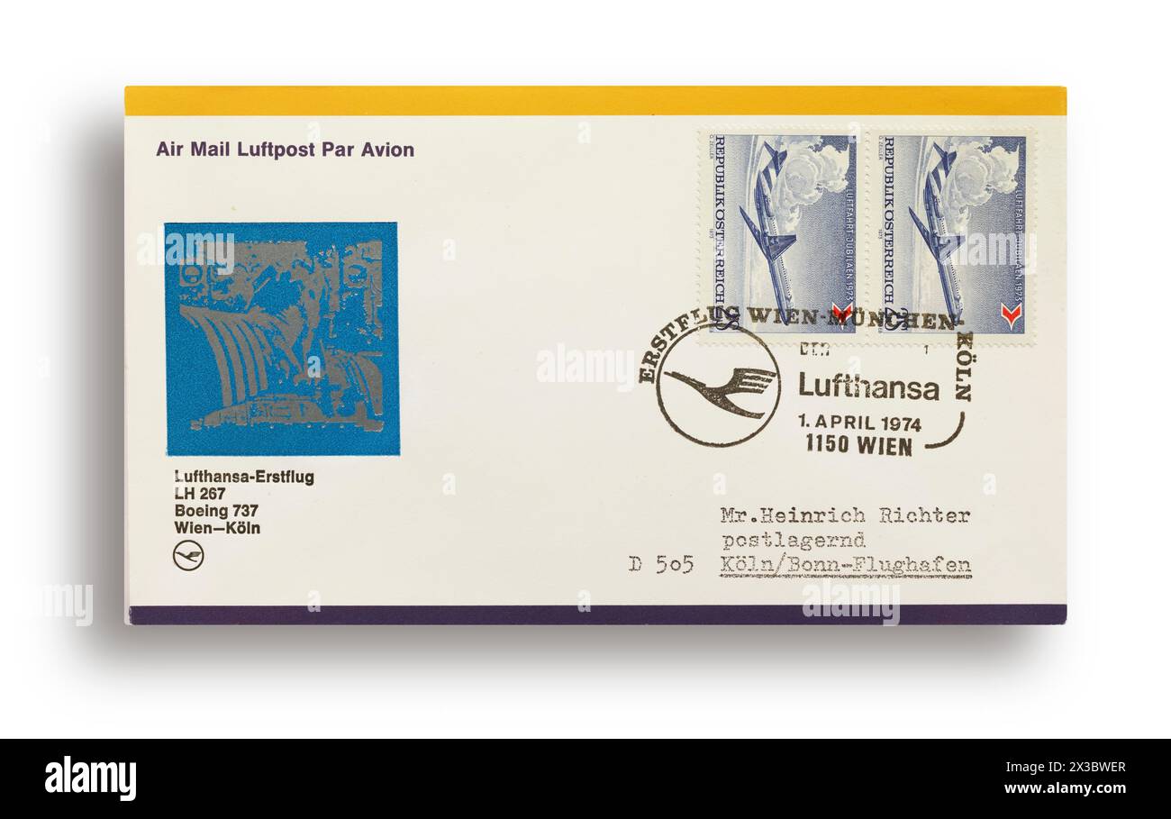 First flight letter, first flight cover, Lufthansa first flight LH267 ...