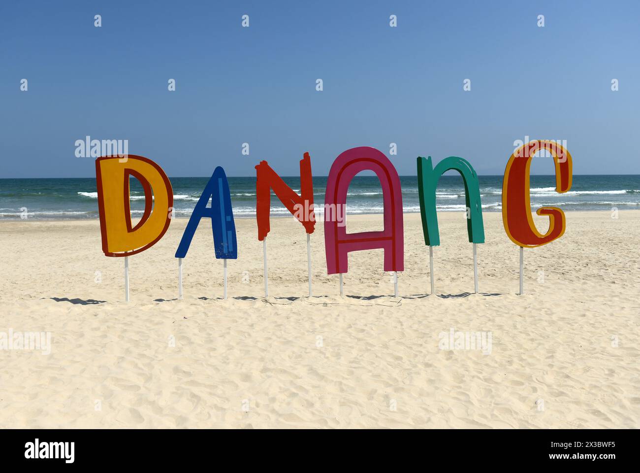 A colorful Da Nang sign on the beach in Da Nang, Vietnam Stock Photo ...