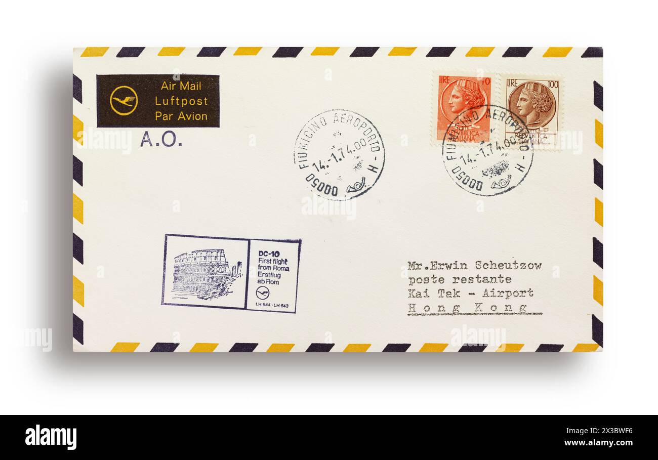First flight letter, first flight cover, Lufthansa first flight LH644 ...