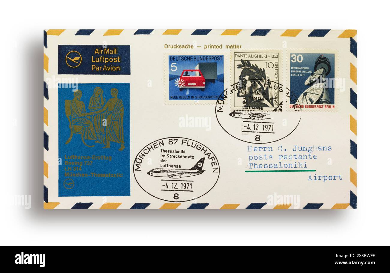 First flight letter, first flight cover, Lufthansa first flight LH314 ...
