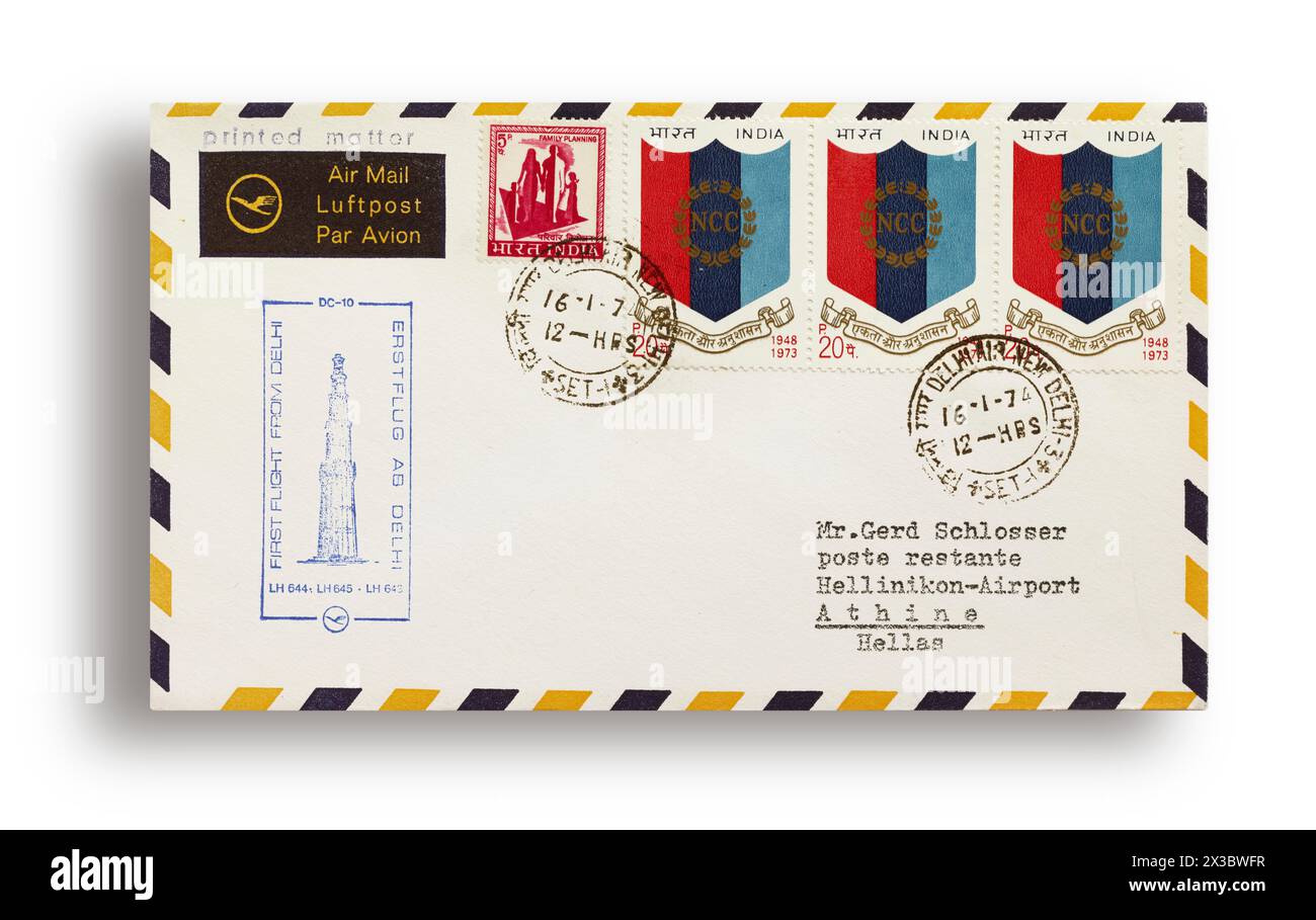 First flight letter, first flight cover, Lufthansa first flight LH645 ...