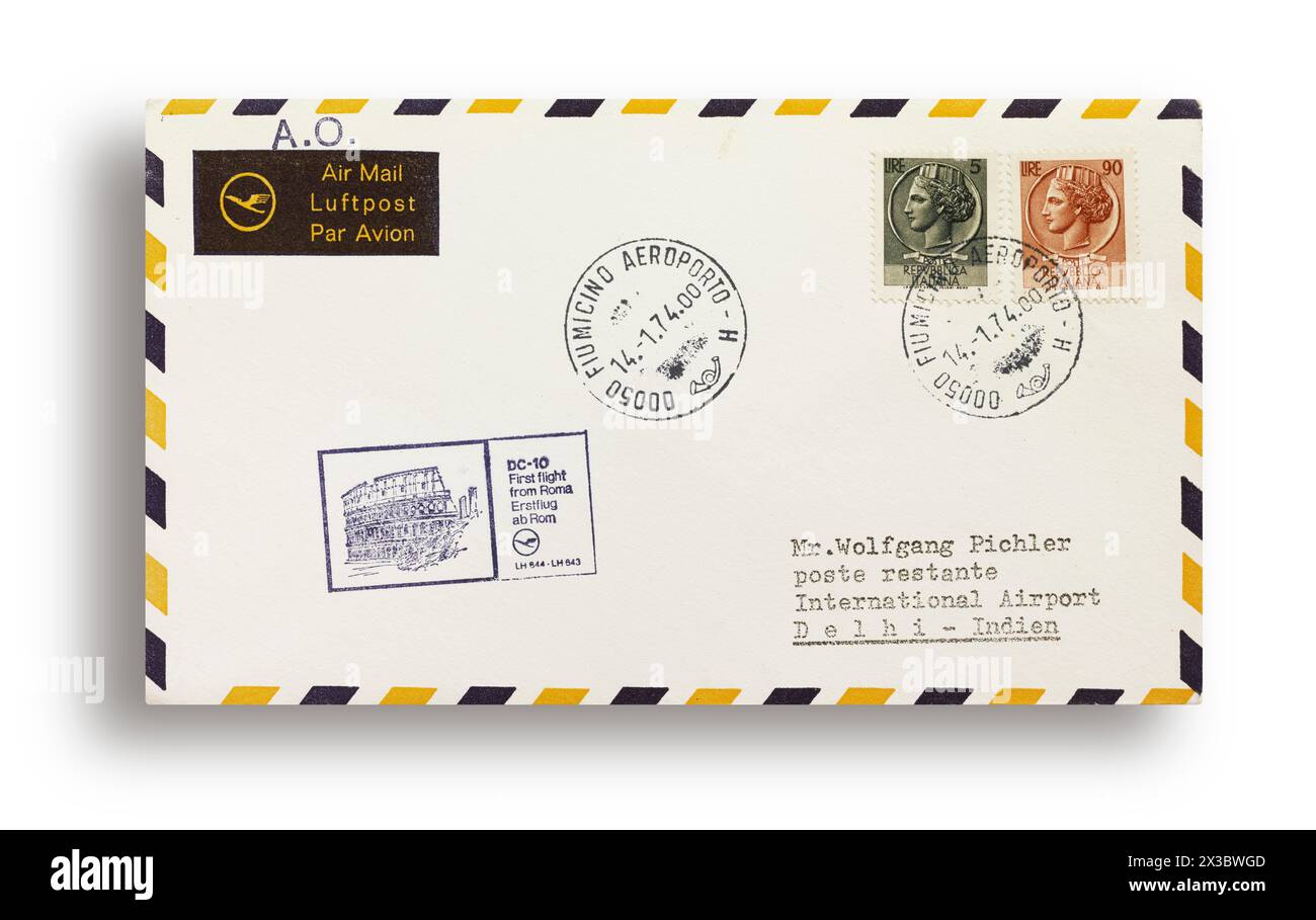 First flight letter, first flight cover, Lufthansa first flight LH644 ...