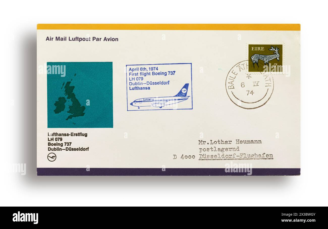First flight letter, first flight cover, Lufthansa first flight LH079 ...