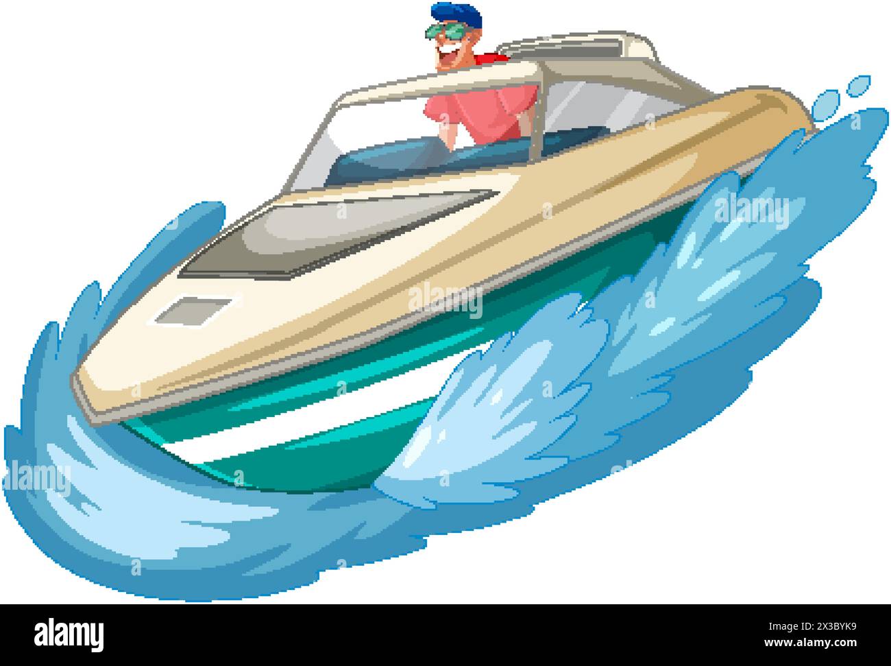 Vector illustration of a man driving a speedboat Stock Vector Image ...